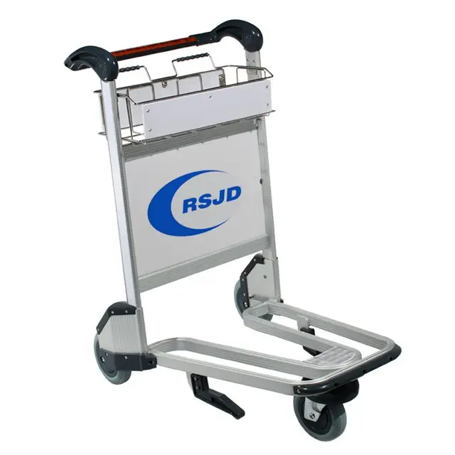 Airport Ground Passenger Baggage Cargo Handle Basket Cart Brake Trolley ...